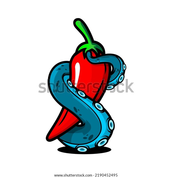 Vector Illustration Octopus Tentacles Wrapped Around Stock Vector ...