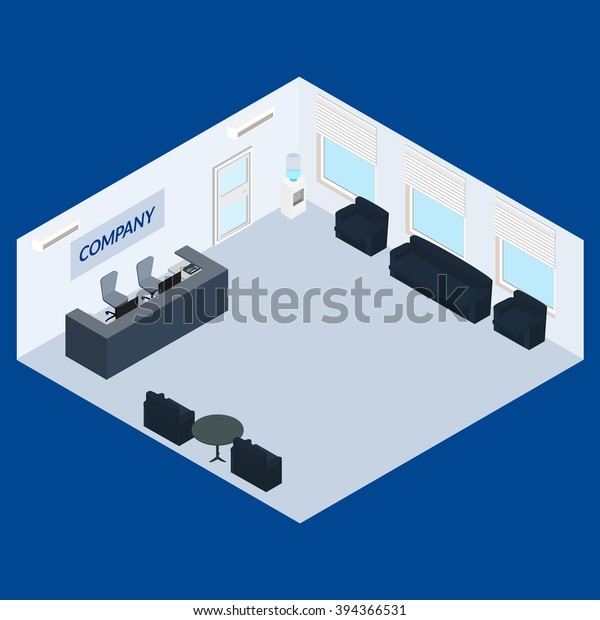 Vector Illustration Office Reception Desk Chairs Stock Vector (Royalty ...