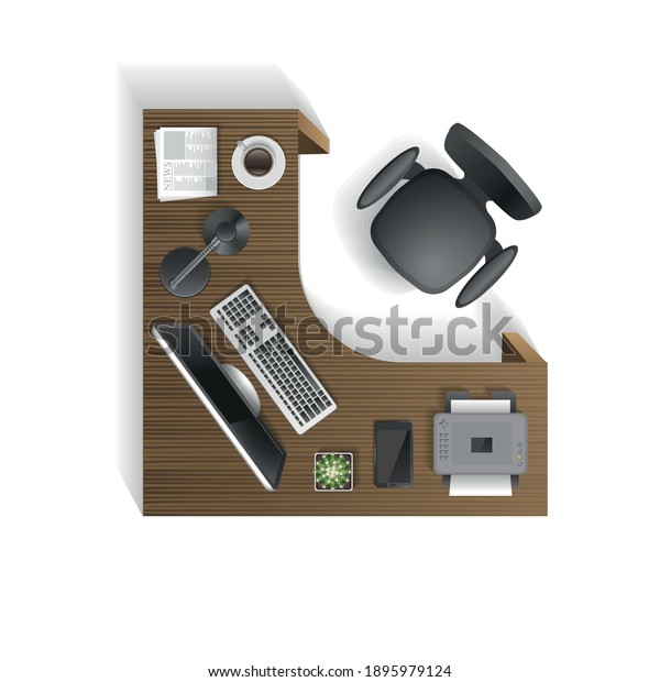 Vector Illustration Office Room Top View Stock Vector (Royalty Free ...