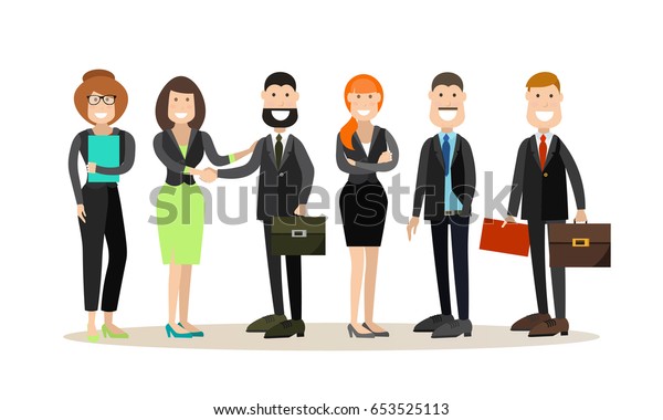 Vector Illustration Office Staff Group Smiling Stock Vector (Royalty ...