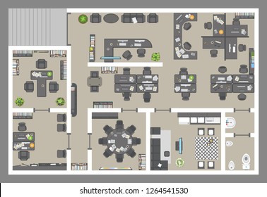 Vector Illustration Office Top View Working Stock Vector (Royalty Free ...