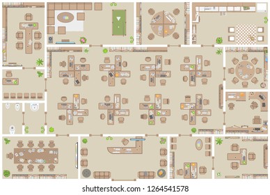Vector Illustration Office Top View Working Stock Vector (Royalty Free ...