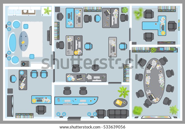 Vector Illustration Office Top View Working Stock Vector (Royalty Free ...