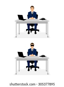 Flat Line Work Cartoon Concept Young Stock Vector (Royalty Free ...