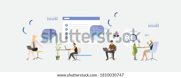 Vector Illustration Office Workflow Employees Team Stock Vector ...
