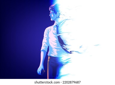 Vector Illustration Officeman Disintegrated Effect Stock Vector ...