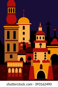 Vector Illustration Old Town Stock Vector (Royalty Free) 393162490 ...