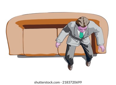 Vector Illustration One Cartoon Character Seated Stock Vector (Royalty ...