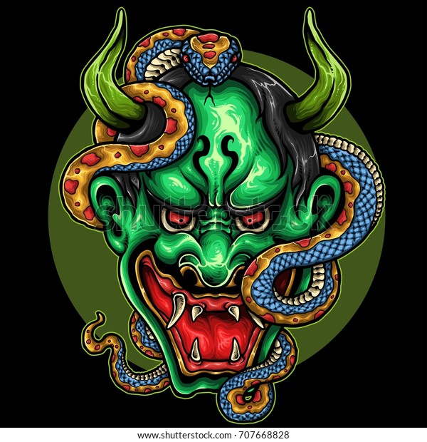 Vector Illustration Oni Demon Snake Stock Vector (Royalty Free) 707668828
