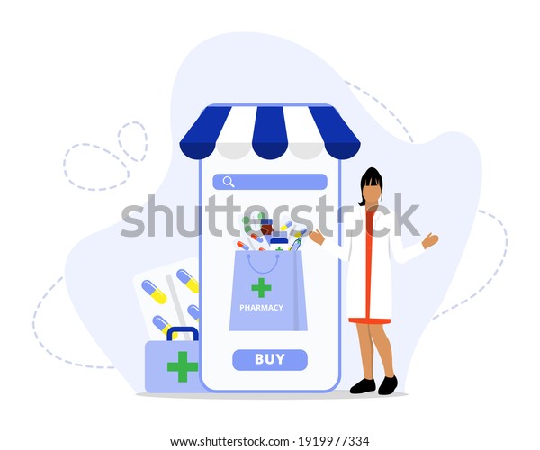 Vector Illustration Online Pharmacy Concept Showing Stock Vector ...