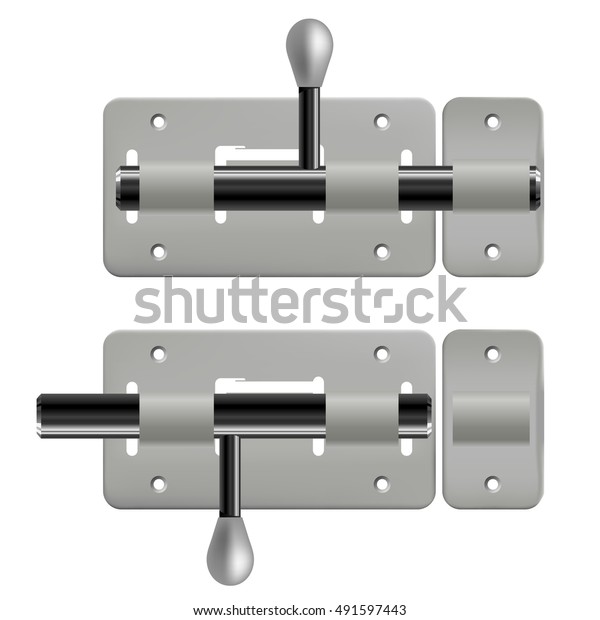 Vector Illustration Open Closed Metal Latches Stock Vector (Royalty ...