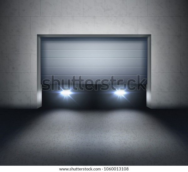 Vector Illustration Opening Shutter Car Headlights Stock Vector ...