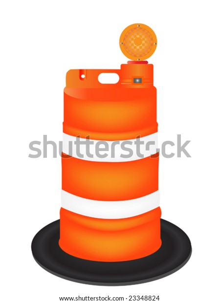 Vektor Stok Vector Illustration Orange Barrel Isolated On (Tanpa ...