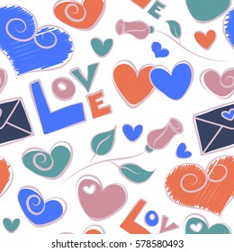 Vector Illustration Orange Blue Heart Letter Stock Vector (Royalty Free ...