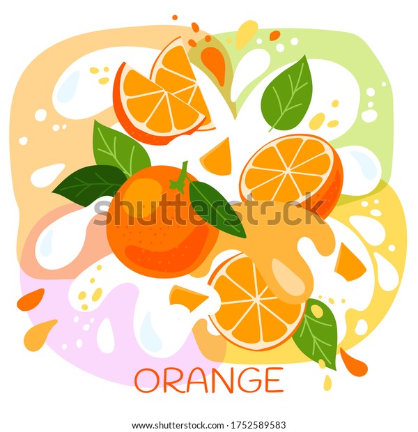 Vector Illustration Organic Orange Milkshake Fruit Stock Vector ...