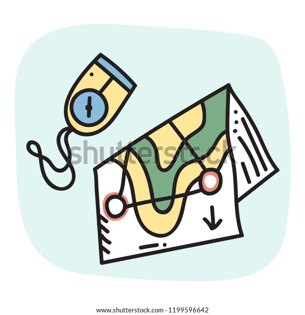 Vector Illustration Orienteering Icon Isolated Elements Stock Vector ...