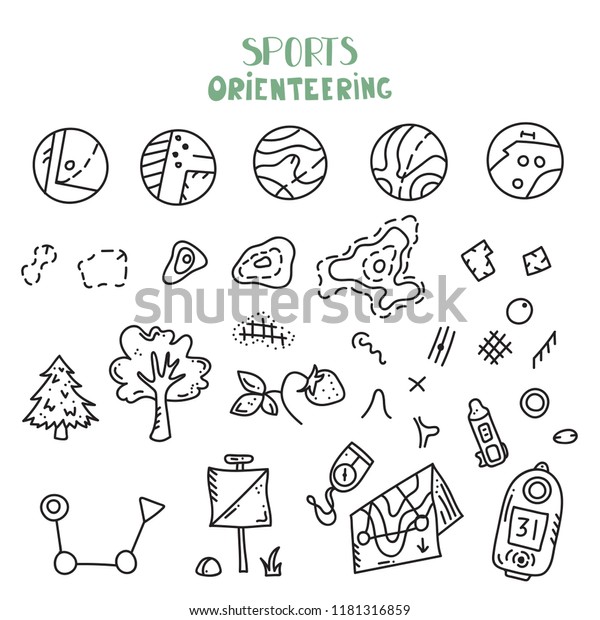 Vector Illustration Orienteering Map Signs Large Stock Vector (Royalty ...