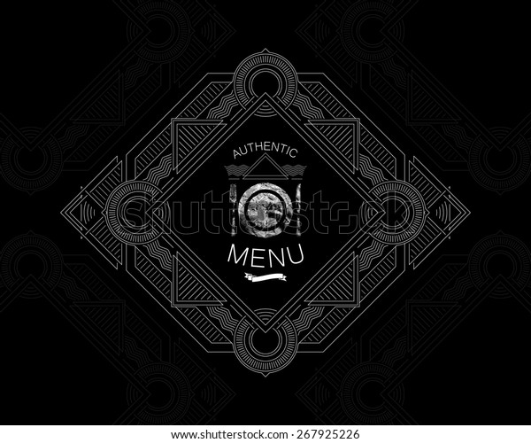 Vector Illustration Ornate Restaurant Menu Label Stock Vector (Royalty ...