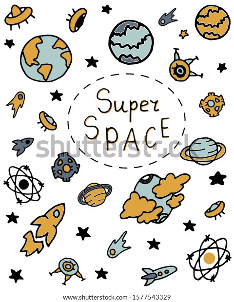 Vector Illustration Outer Space Hand Drawn Stock Vector (Royalty Free ...
