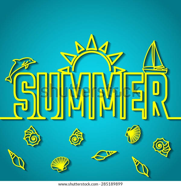 Vector Illustration Outline Beach Lettering Design Stock Vector ...