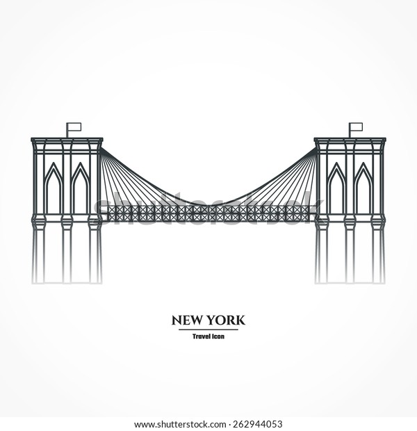 Vector Illustration Outline Brooklyn Bridge Icon Stock Vector (Royalty Free) 262944053