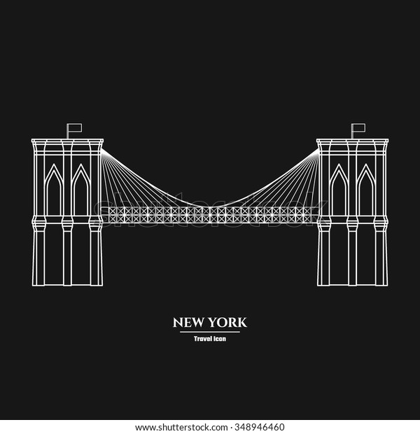 Vector Illustration Outline Brooklyn Bridge Icon Stock Vector (Royalty Free) 348946460