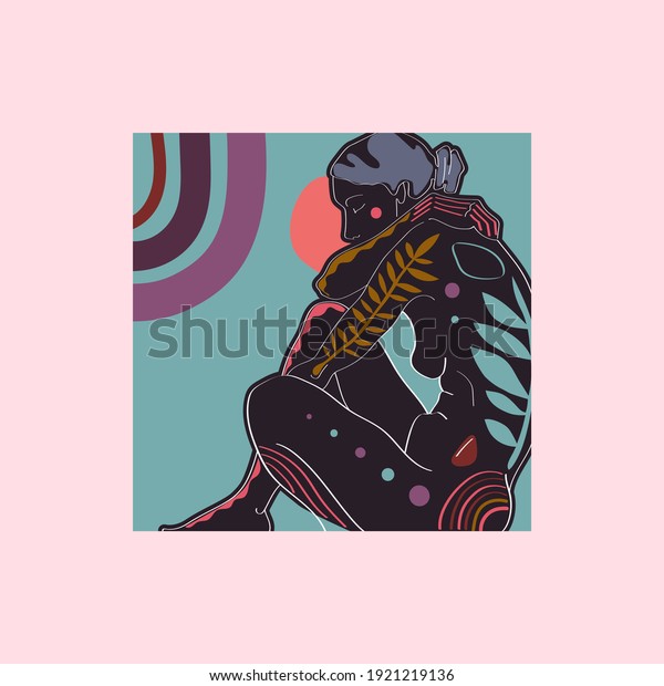 Vector Illustration Outline Female Body Abstract Stock Vector (Royalty ...
