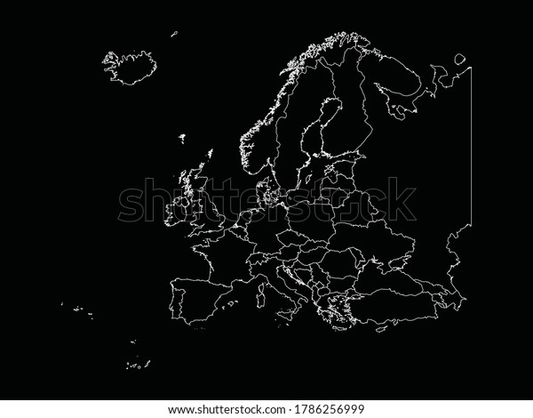 Vector Illustration Outline Map Europe Countries Stock Vector (Royalty ...