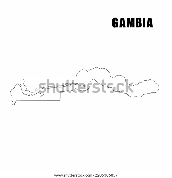 Vector Illustration Outline Map Gambia Highdetail Stock Vector (Royalty ...