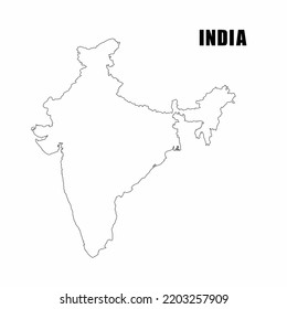 Vector Illustration Outline Map India Highdetail Stock Vector (Royalty ...
