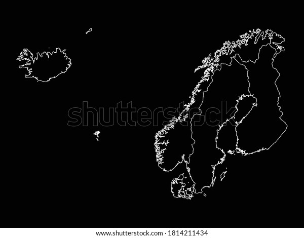 Vector Illustration Outline Map North Europenordic Stock Vector ...