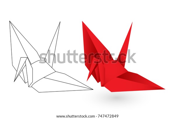 Vector Illustration Outline Paper Origami Bird Stock Vector (Royalty ...