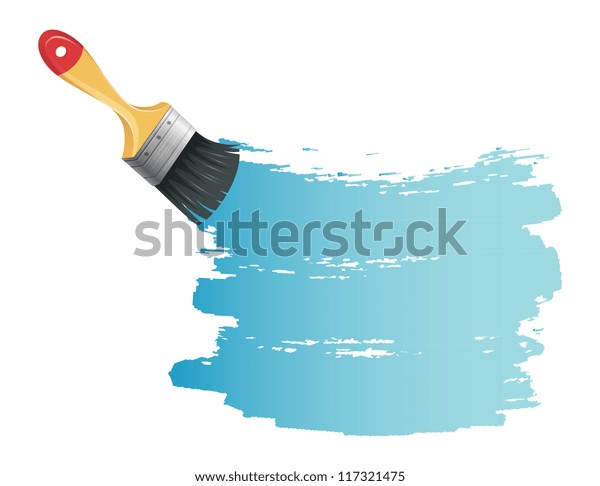 Vector Illustration Paint Brush Blue Splash Stock Vector (Royalty Free ...