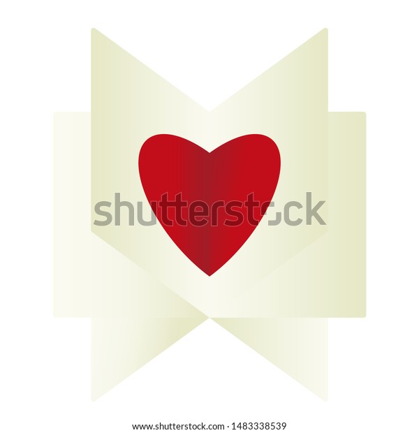 Vector Illustration Paper Heart Icon Red Stock Vector (Royalty Free ...