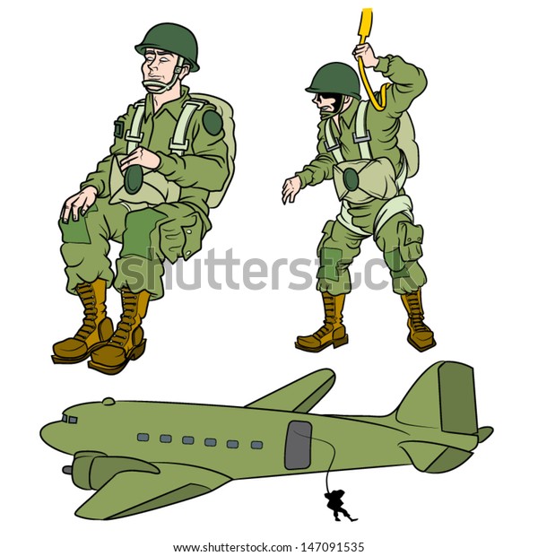 Vector Illustration Paratroopers: เวกเตอร์สต็อก (ปลอดค่าลิขสิทธิ์ ...