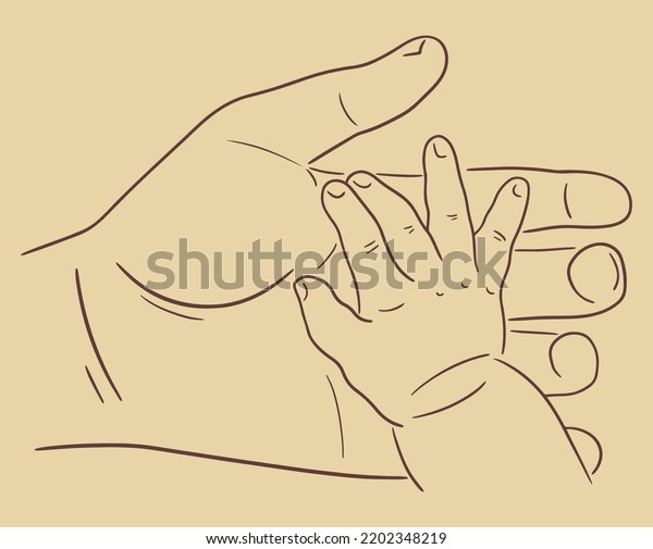 Vector Illustration Parent Babys Hands Newborn Stock Vector (Royalty ...