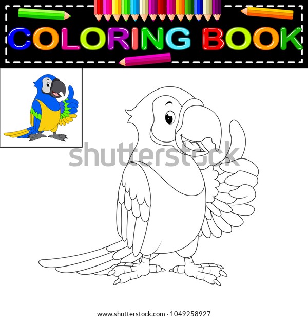 Vector Illustration Parrot Coloring Book Stock Vector (Royalty Free ...