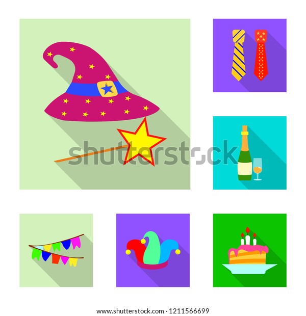 Vector Illustration Party Birthday Logo Set Stock Vector (Royalty Free ...