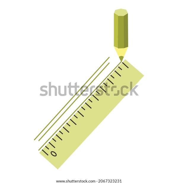 Vector Illustration Pastel Green Ruler Pen Stock Vector (Royalty Free ...