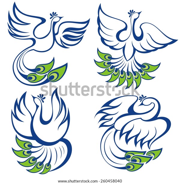 Vector Illustration Peacocks Stock Vector Royalty Free 260458040