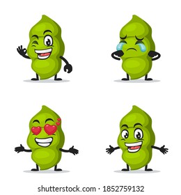 Vector Illustration Peas Mascot Character Collection Stock Vector ...
