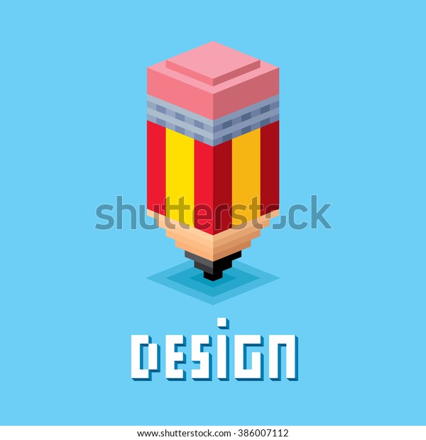 Vector Illustration Of Pencil Pixel Design