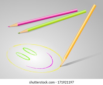 Vector Illustration Pencil Tracing Smiling Face: เวกเตอร์สต็อก (ปลอดค่า ...