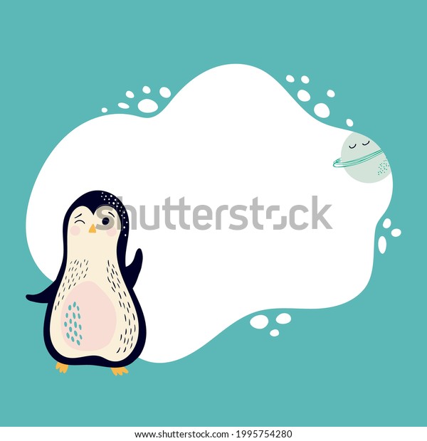 Vector Illustration Penguin Blot Frame Simple Stock Vector (Royalty ...