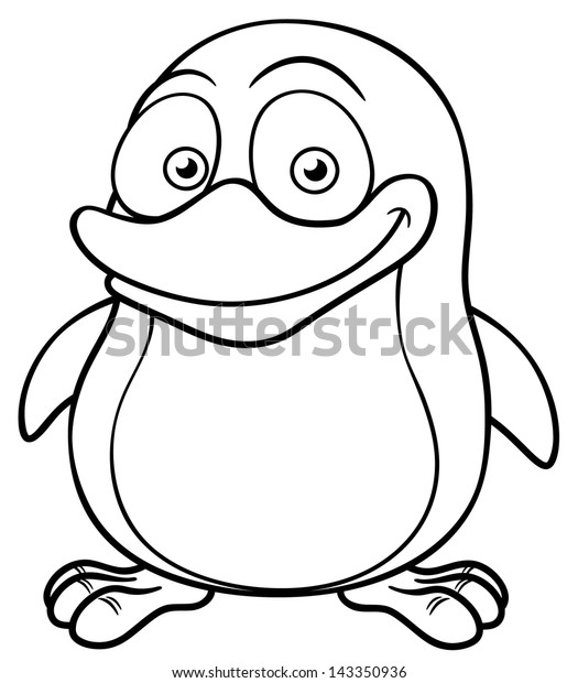 Vector Illustration Penguin Cartoon Coloring Book Stock Vector (Royalty ...
