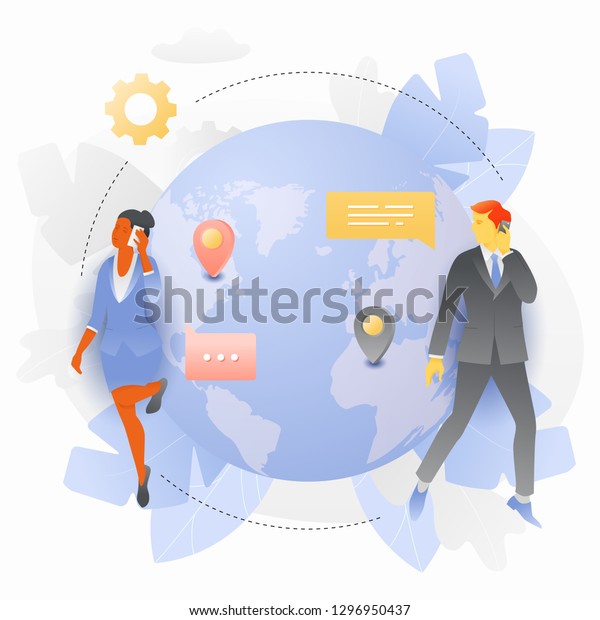 Vector Illustration People Communication Through Mobile Stock Vector ...
