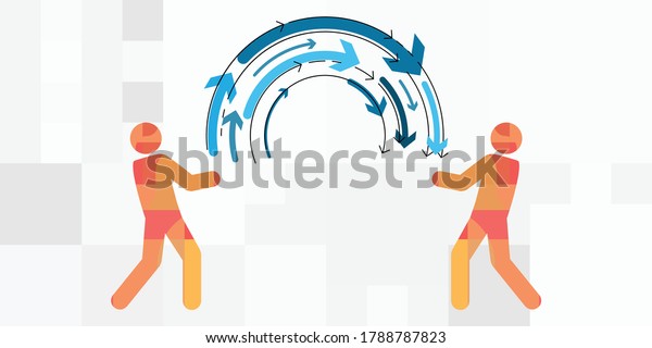 Vector Illustration People Exchanging Arrows Collaborations Stock ...