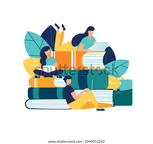 Vector Illustration People Learn Gain Knowledge Stock Vector (Royalty ...