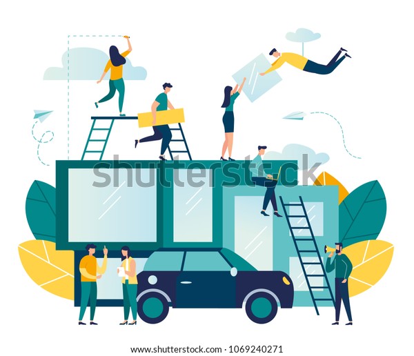 Vector Illustration People Modern House Modular Stock Vector (Royalty ...