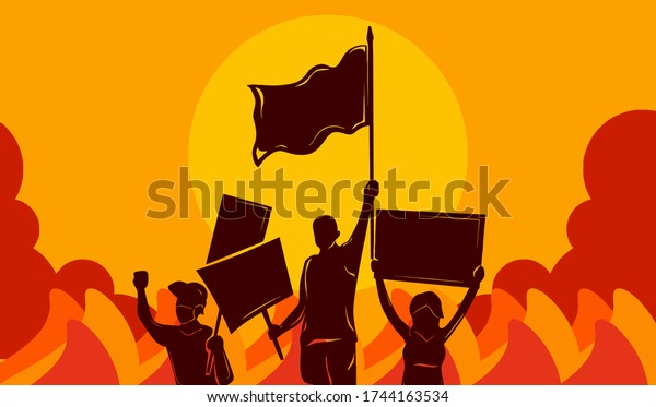 Illustration vectorielle de People Manifestation et : image vectorielle ...